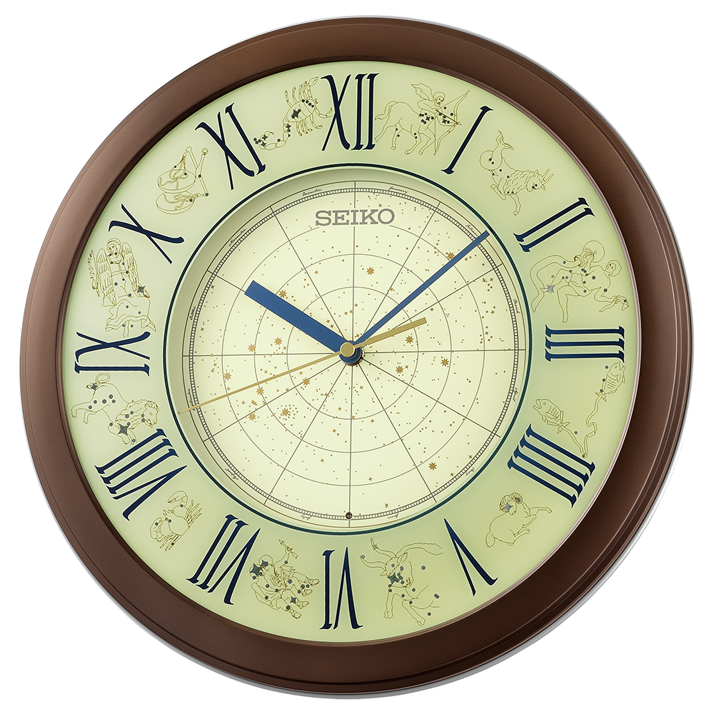 Seiko Retro Cream and Brown Constellation Wall Clock | Seiko Clocks ...