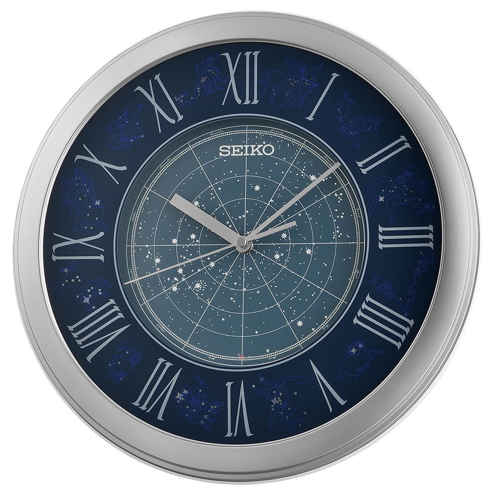 Seiko Retro Silver tone and Blue Constellation Wall Clock | Seiko ...