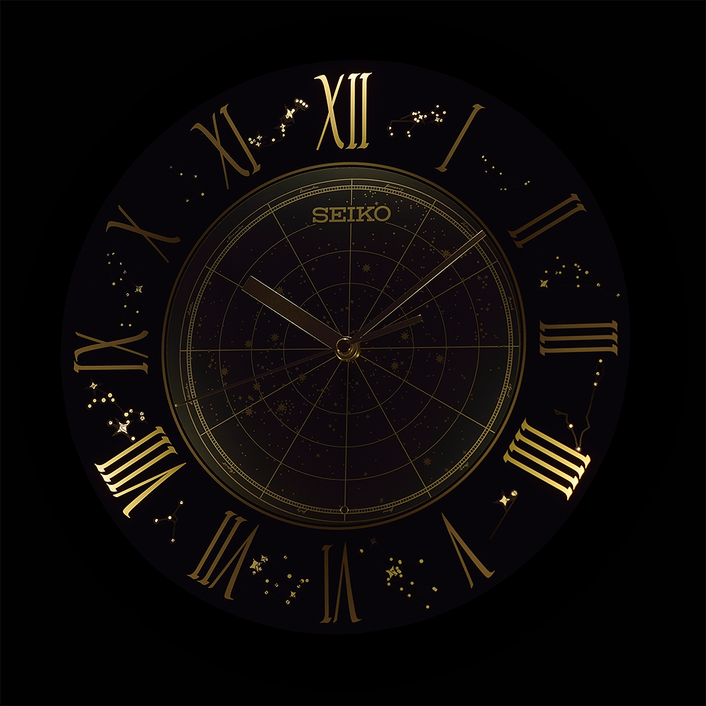 Seiko Retro Silver tone and Blue Constellation Wall Clock | Seiko ...