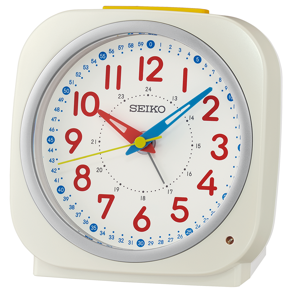 Seiko Time Teacher Kids Pearlescent White Ascending Beep Alarm Clock ...