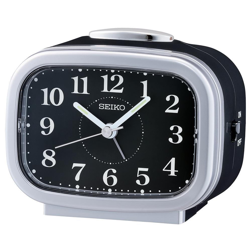 Seiko Retro Silver tone and Black Luminous Alarm Clock | Seiko Clocks ...