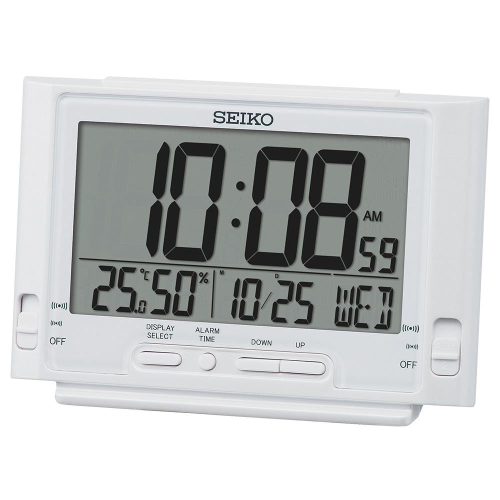 Seiko Multi-Function Display White Selectable Display Alarm Clock ...