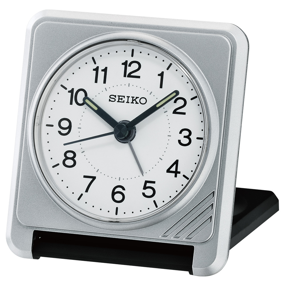 Seiko Timeless Metallic Silver effect Ascending Beep Travel Alarm Clock ...