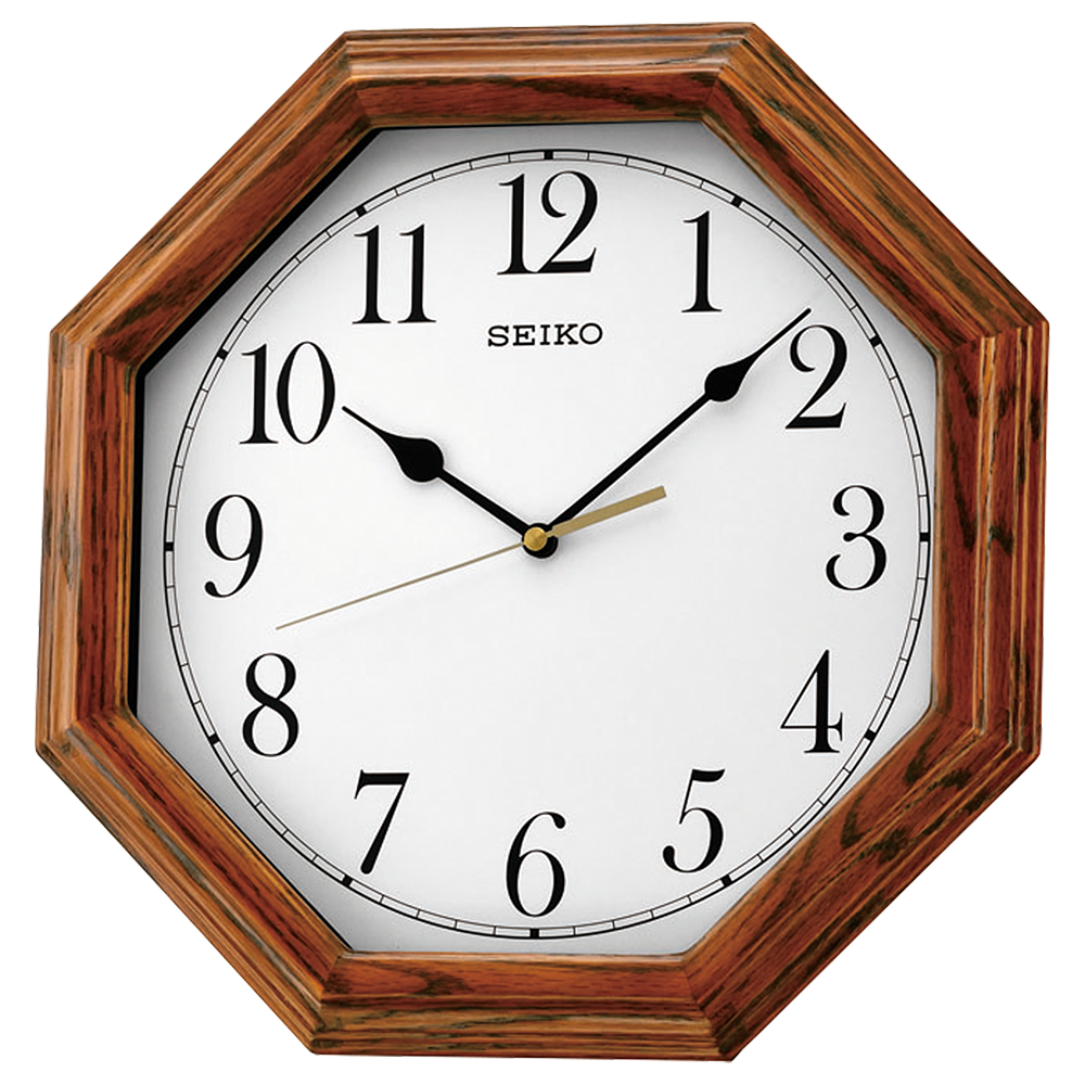 Seiko Traditional "Quiet Sweep" Octagon Oak Wall Clock | Seiko Clocks ...