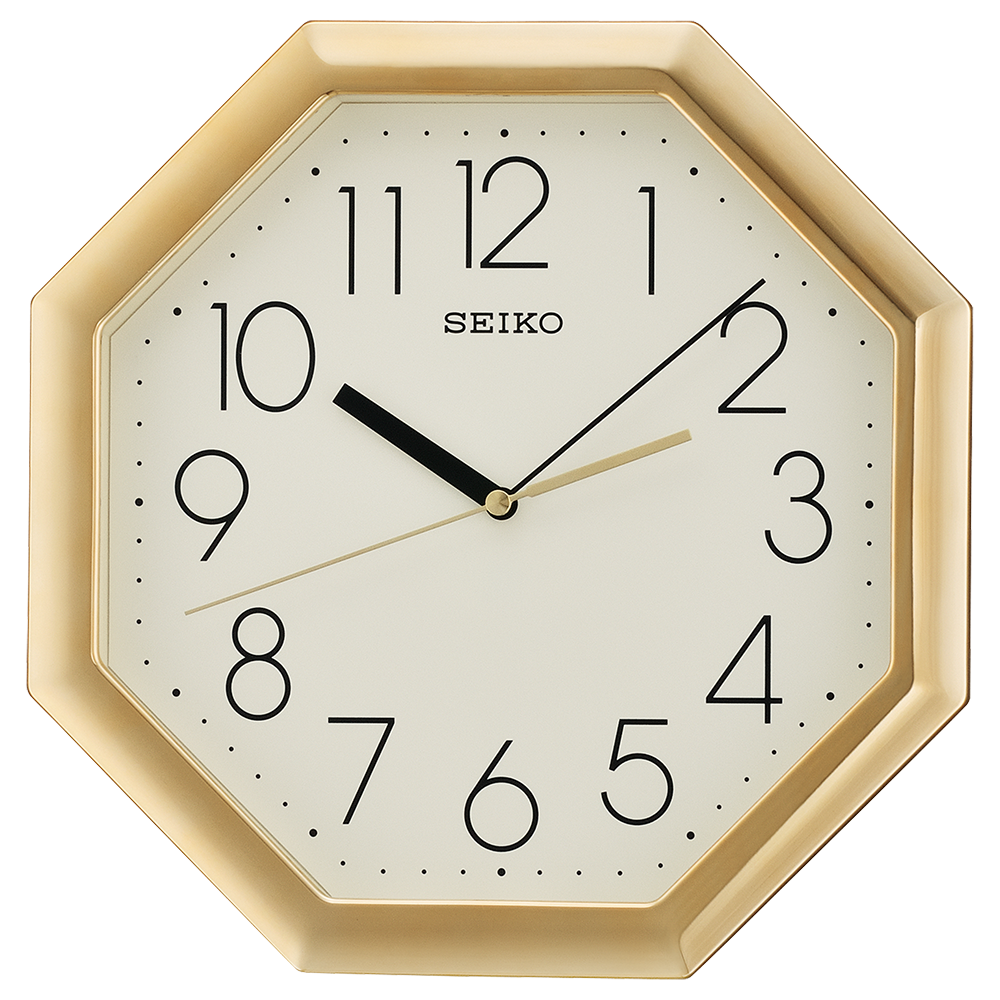 Seiko Timeless Gold-Coloured Octagon Wall Clock | Seiko Clocks | The ...