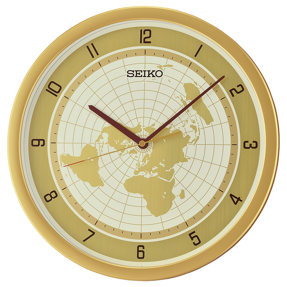 Seiko Retro World Map Gold-toned Wall Clock | Seiko Clocks | The ...