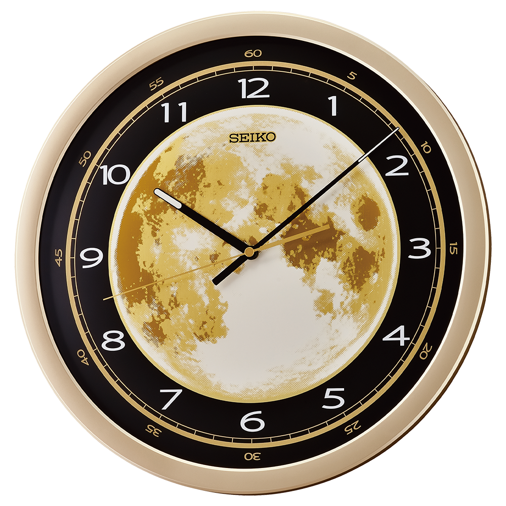 Seiko Retro Gold tone LumiBrite Moon Wall Clock | Seiko Clocks | The ...