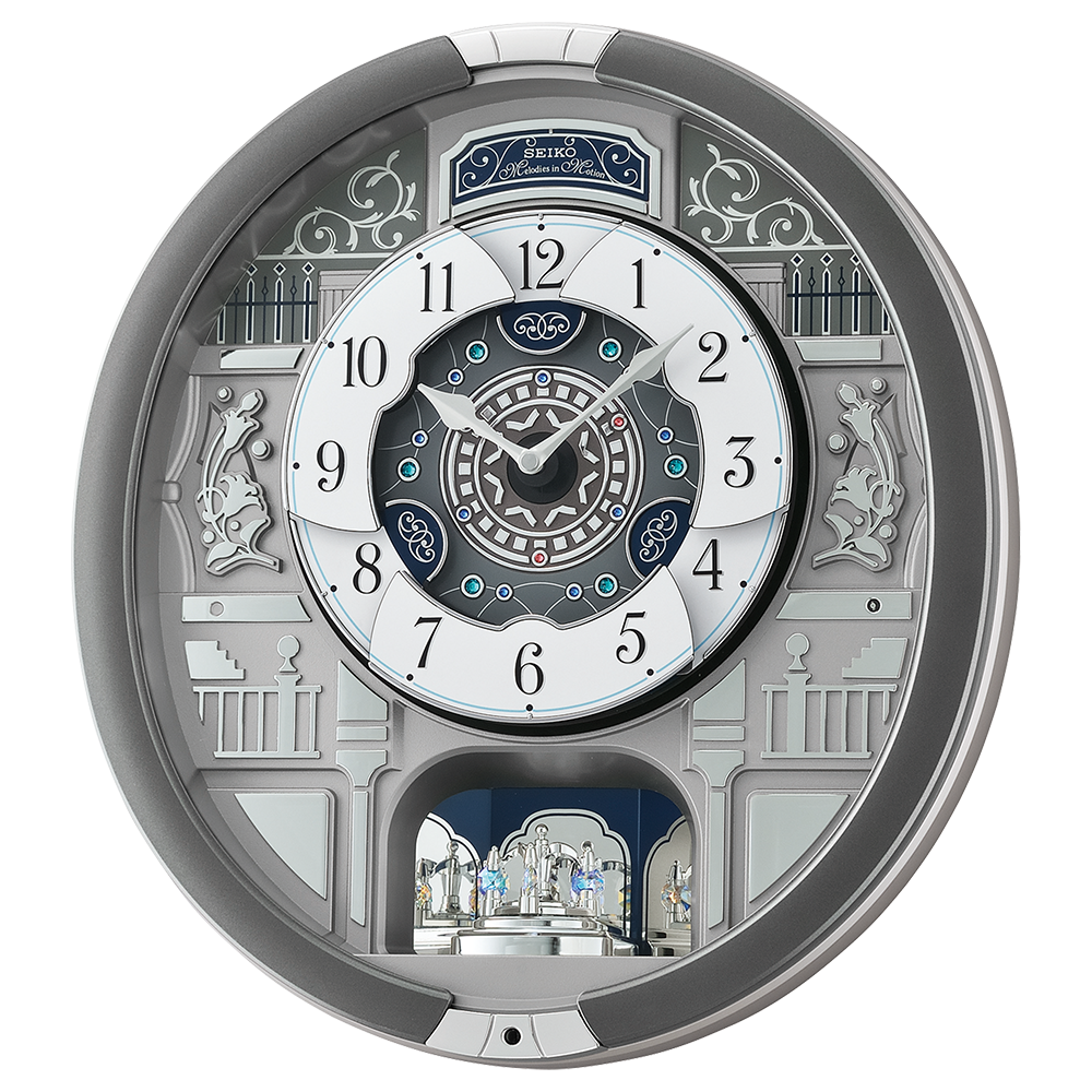 Seiko Melodies in Motion Metallic Silver Rotating Pendulum Wall Clock ...