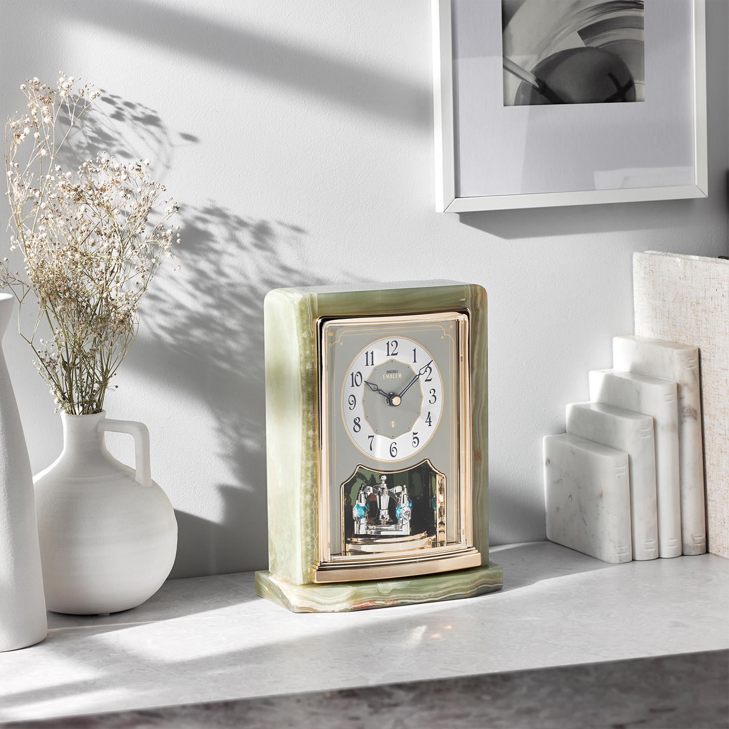 Seiko Traditional Marble Rotating Pendulum Mantel Clock | Seiko Clocks ...