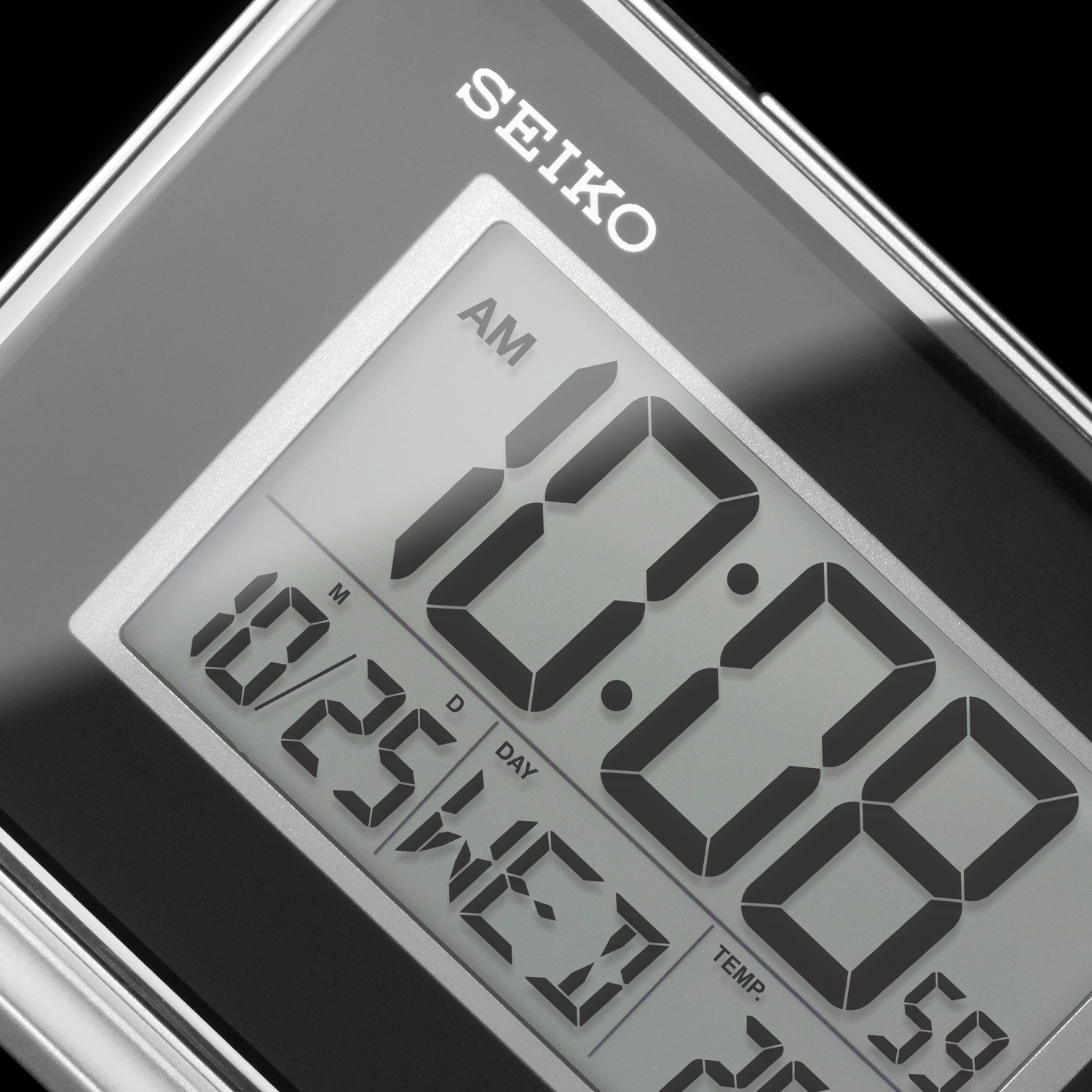 Seiko Multi-Function Display Black and Silver Dual Alarm Clock | Seiko ...