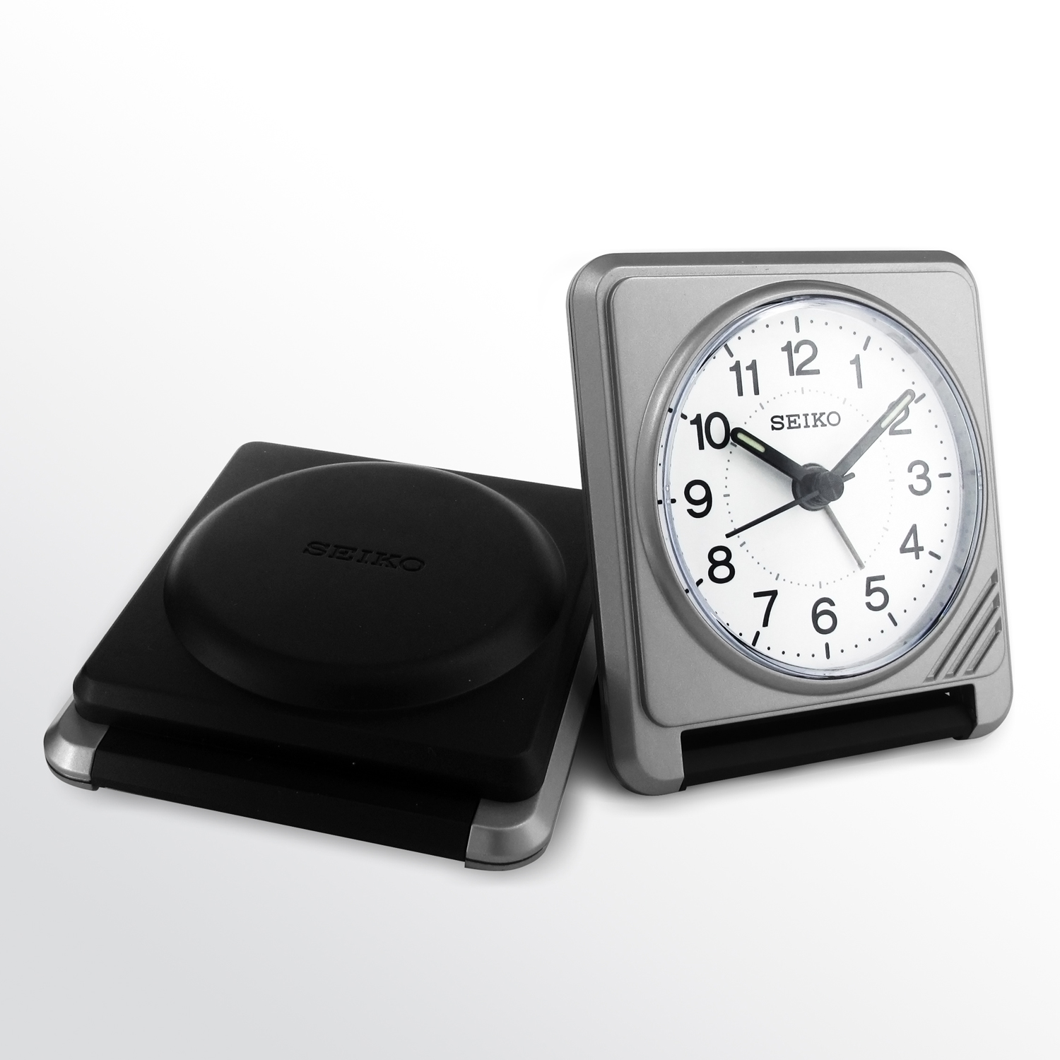 Seiko Timeless Metallic Silver effect Ascending Beep Travel Alarm Clock ...
