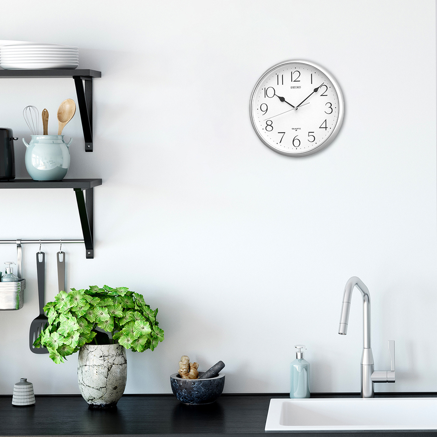 Seiko Timeless Silver-tone and White Wall Clock | Seiko Clocks Official ...