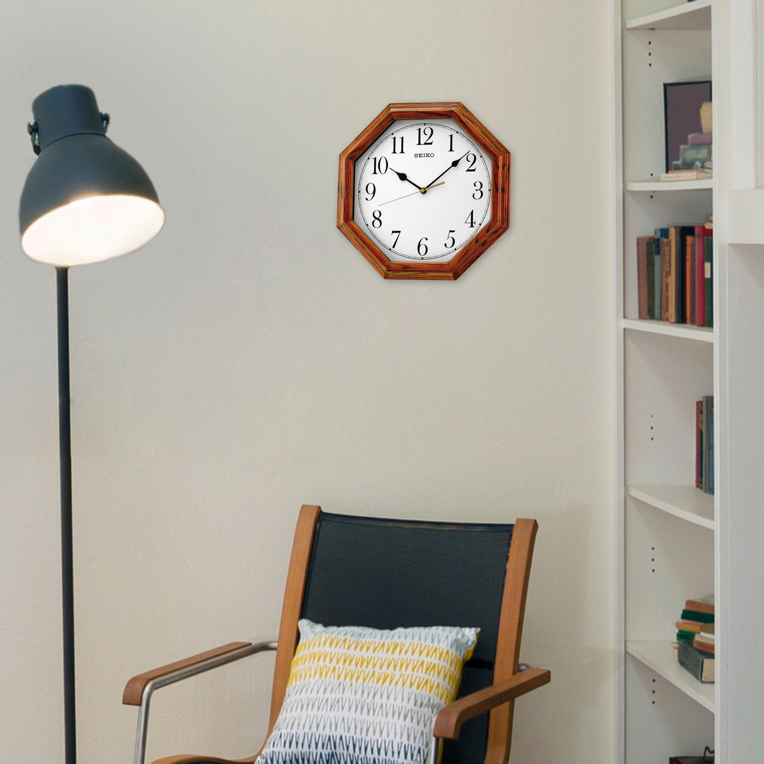 Seiko Traditional "Quiet Sweep" Octagon Oak Wall Clock | Seiko Clocks ...