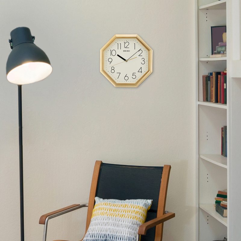 Seiko Timeless Gold-Coloured Octagon Wall Clock | Seiko Clocks Official ...