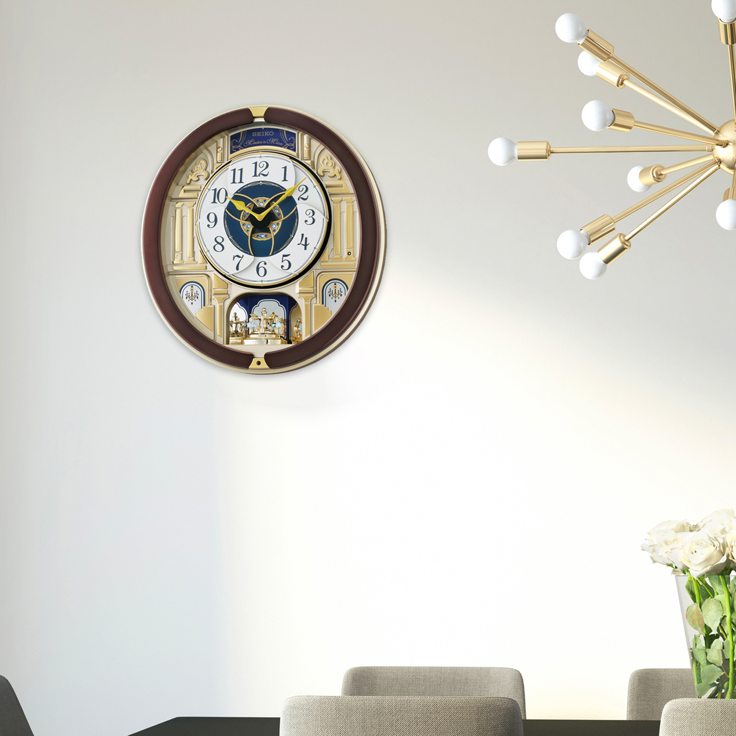 Seiko Melodies in Motion Multicoloured Rotating Pendulum Wall Clock ...