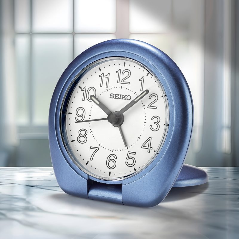 Seiko Timeless Metallic Blue Ascending Beep Travel Alarm Clock | Seiko ...