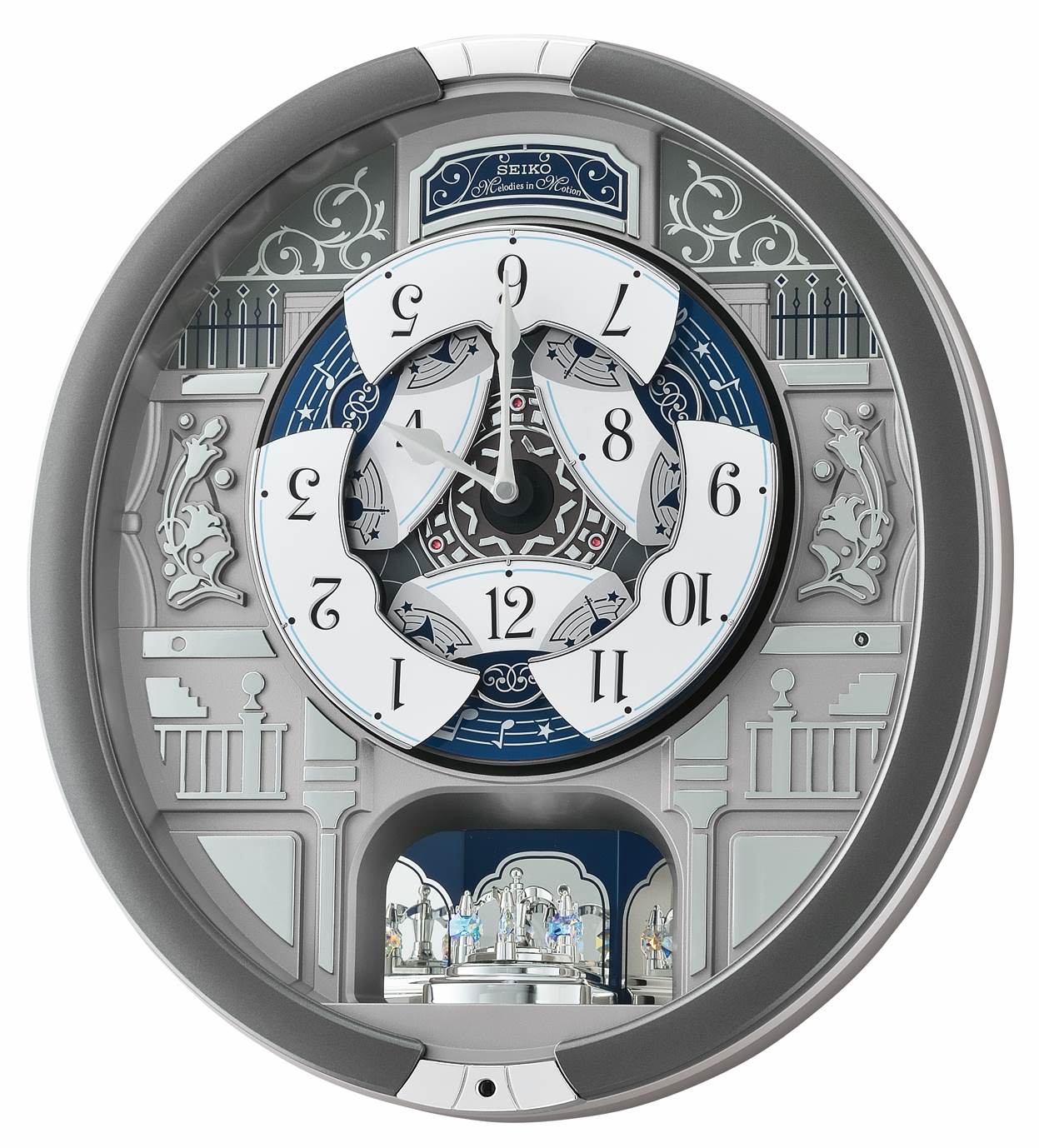 Seiko Melodies in Motion Metallic Silver Rotating Pendulum Wall Clock ...