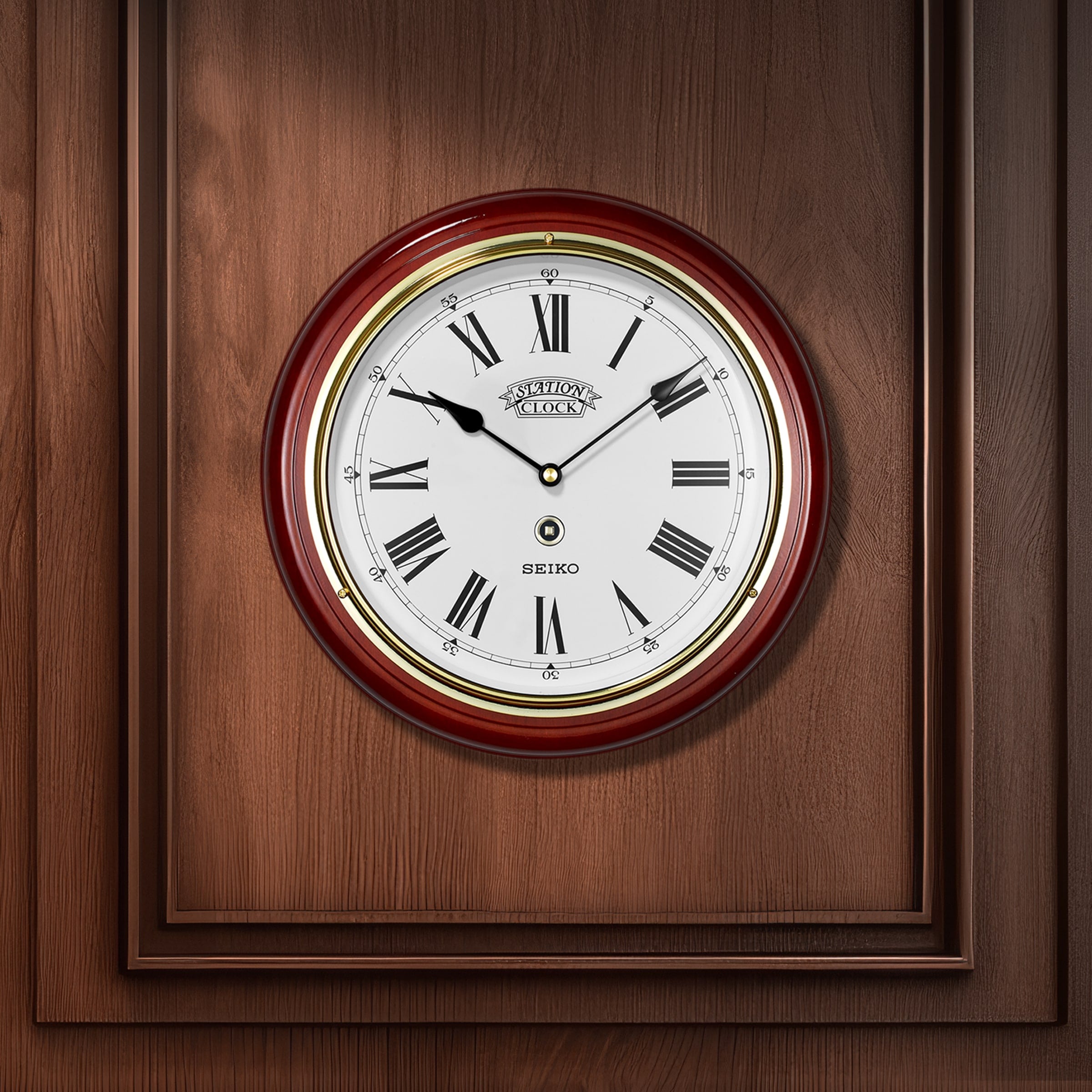Seiko Traditional Wall Clock with Dark Brown Piano Finish | Seiko ...